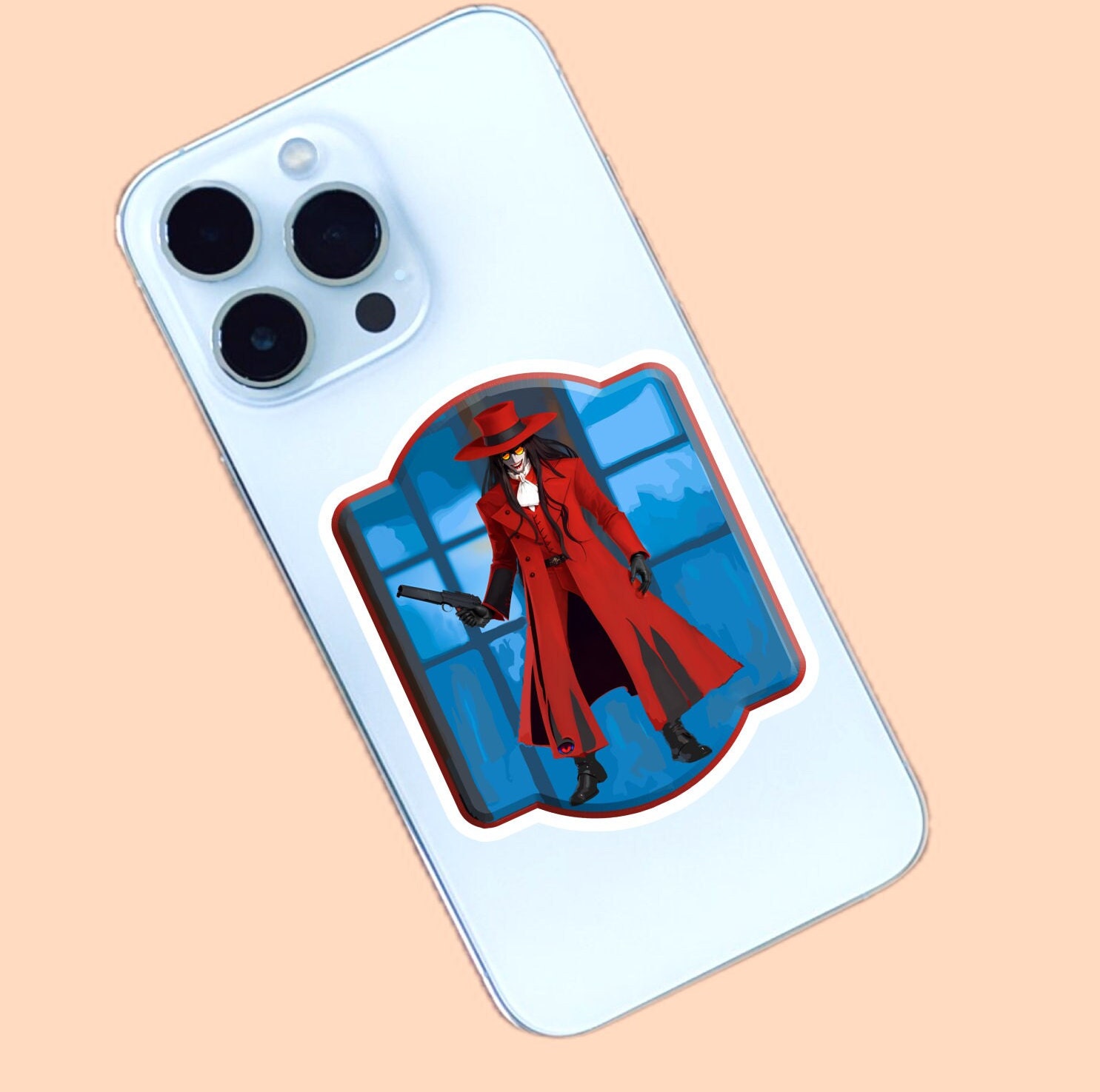 Alucard Hellsing Sticker Dark Fantasy Anime Art, Red Suit Vampire ...