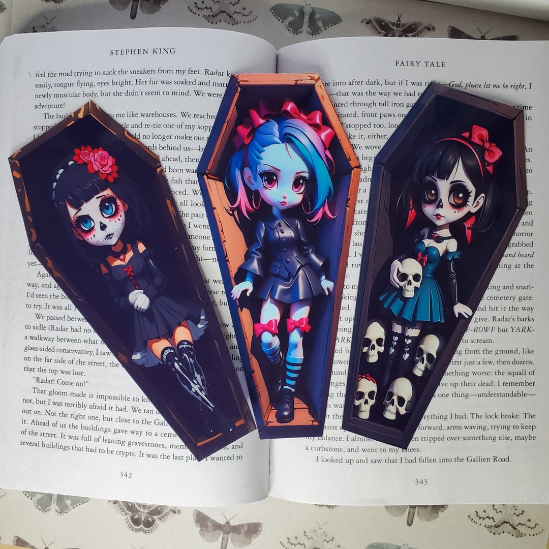Anime Gothic Girls Coffin Bookmarks: Adorably Creepy Macabre Set! - Etsy