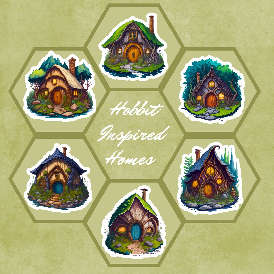 Hobbit Inspired Homes Whimsical Hobbit Homes: Set of Die-cut Stickers ...