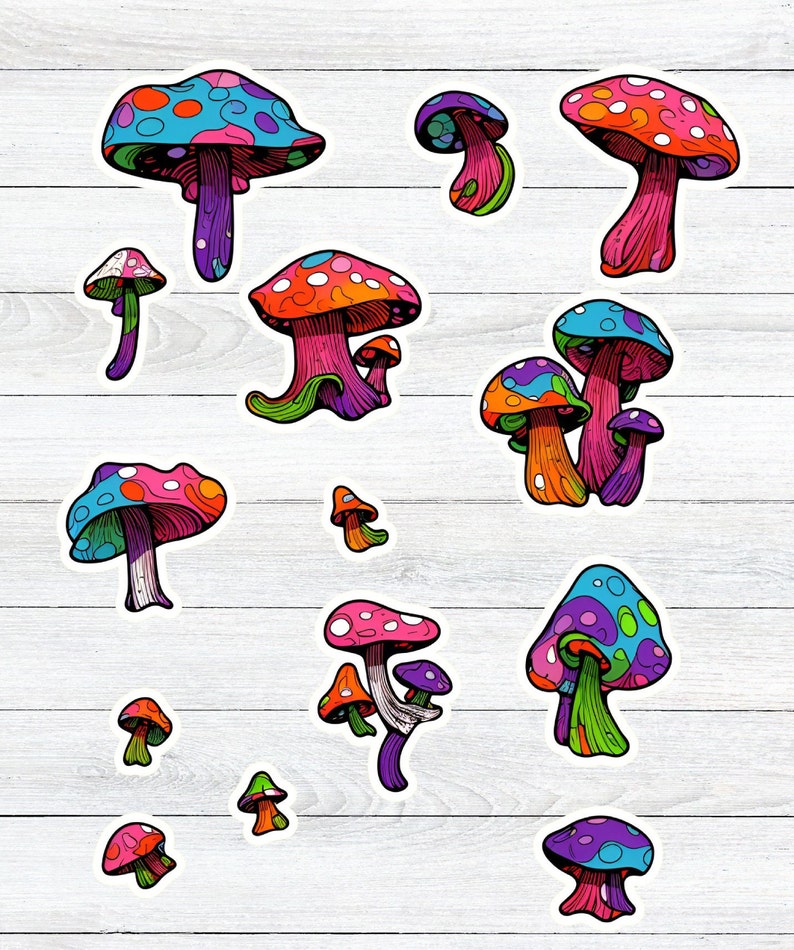 Trippy Mushroom Sticker Pack – Psychedelic Laptop Decals - Etsy