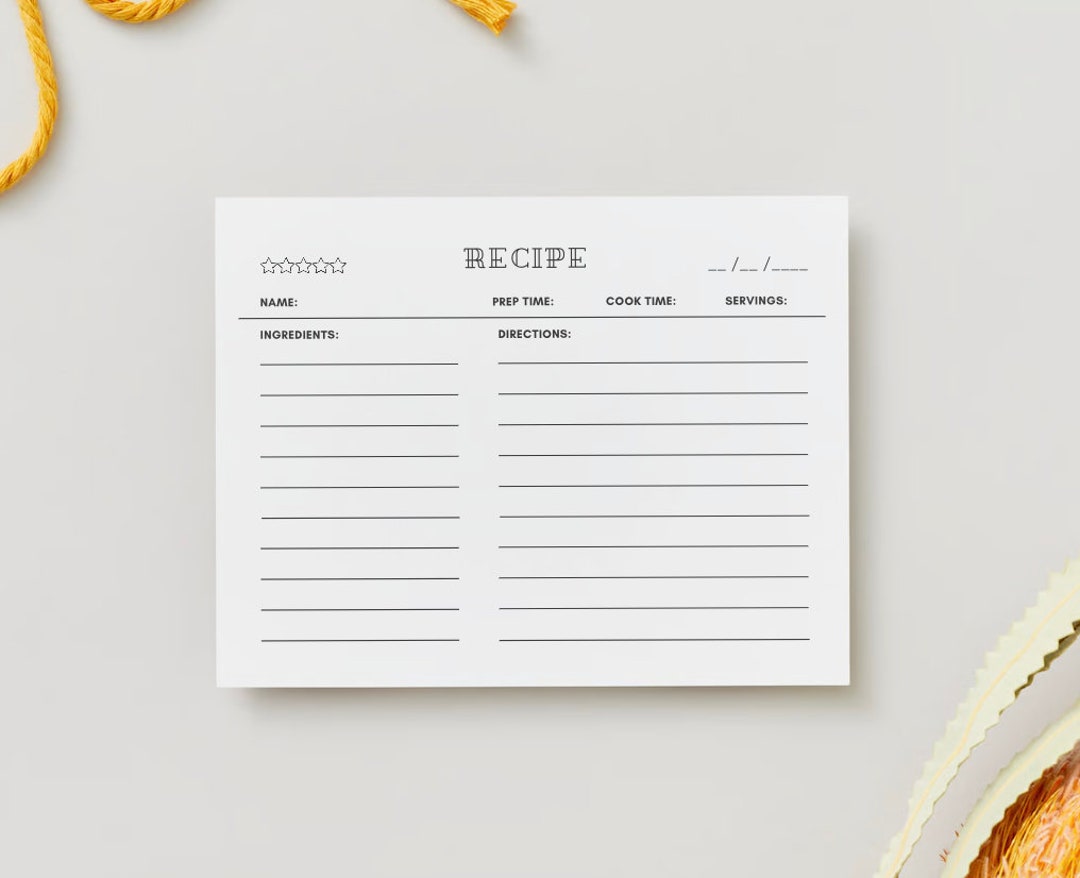Blank Recipe Card Template Digital File - Etsy