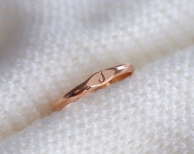 Classic Initial Signet Ring Thick Initial Ring Letter Ring Personalized Initial Ring Gold Filled ...