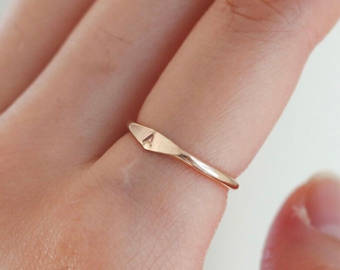 Initial Signet Ring Letter Ring Personalized Initial Ring Gold Filled Signet Ring Simple ...
