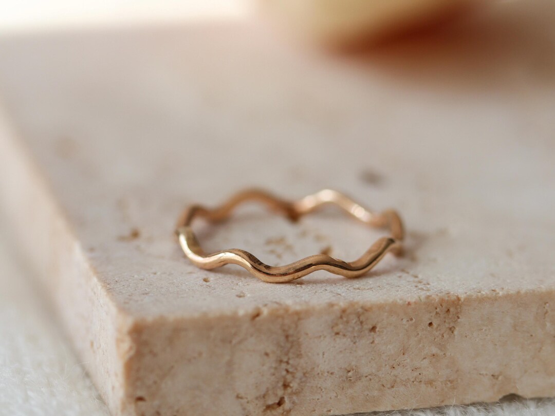 Gold Filled Wavy Ring: Thin Stacking Squiggle Ring - Etsy