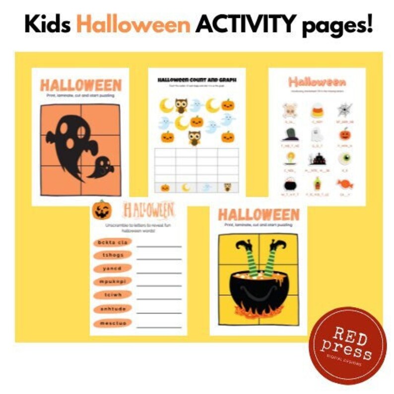 Kids Halloween Printable Activity Pages, Non Scary Halloween, Activity ...