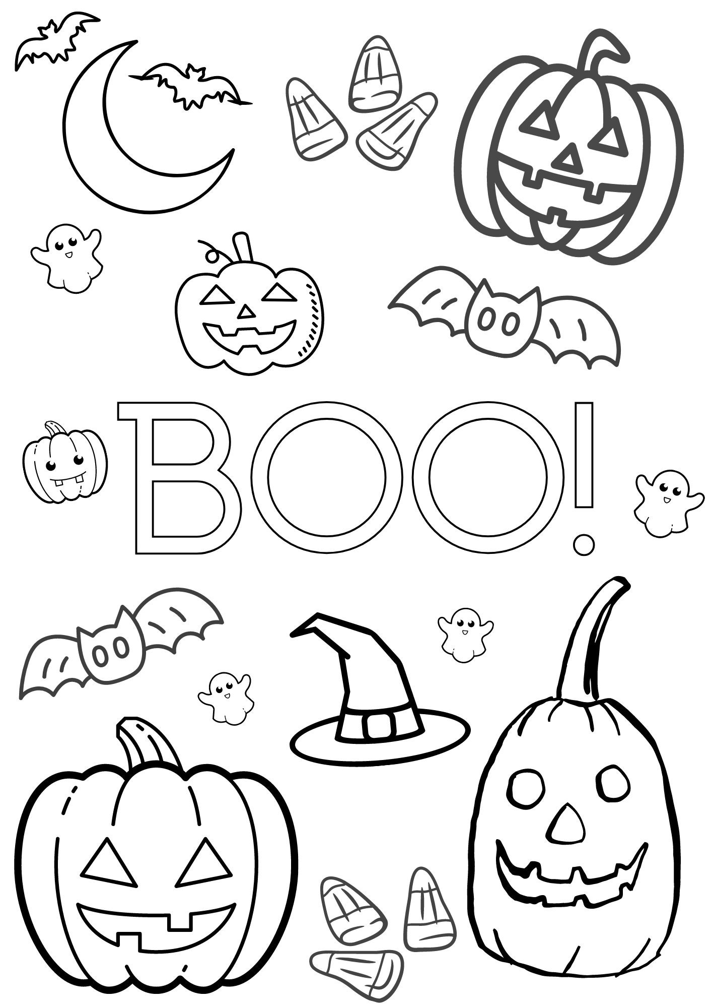 Kids Halloween Printable Coloring Pages, Non Scary Halloween, Coloring ...