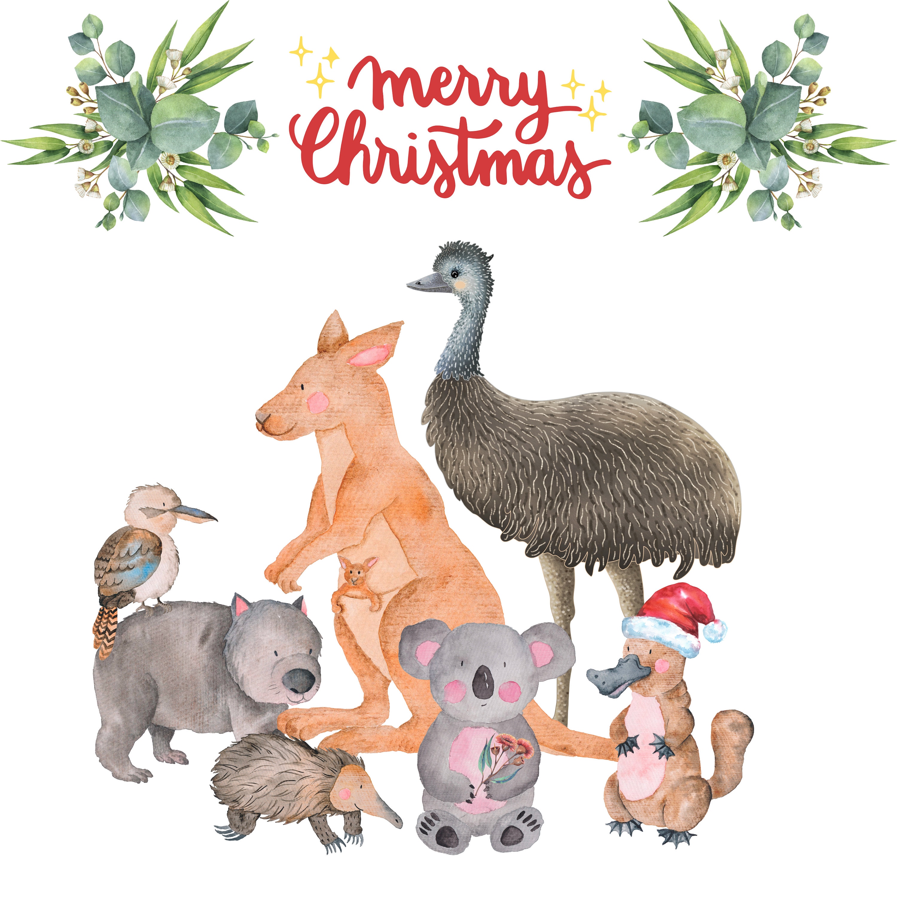 Aussie Animals Christmas Pack of 10 Folded Cards (white Envelopes) (US ...