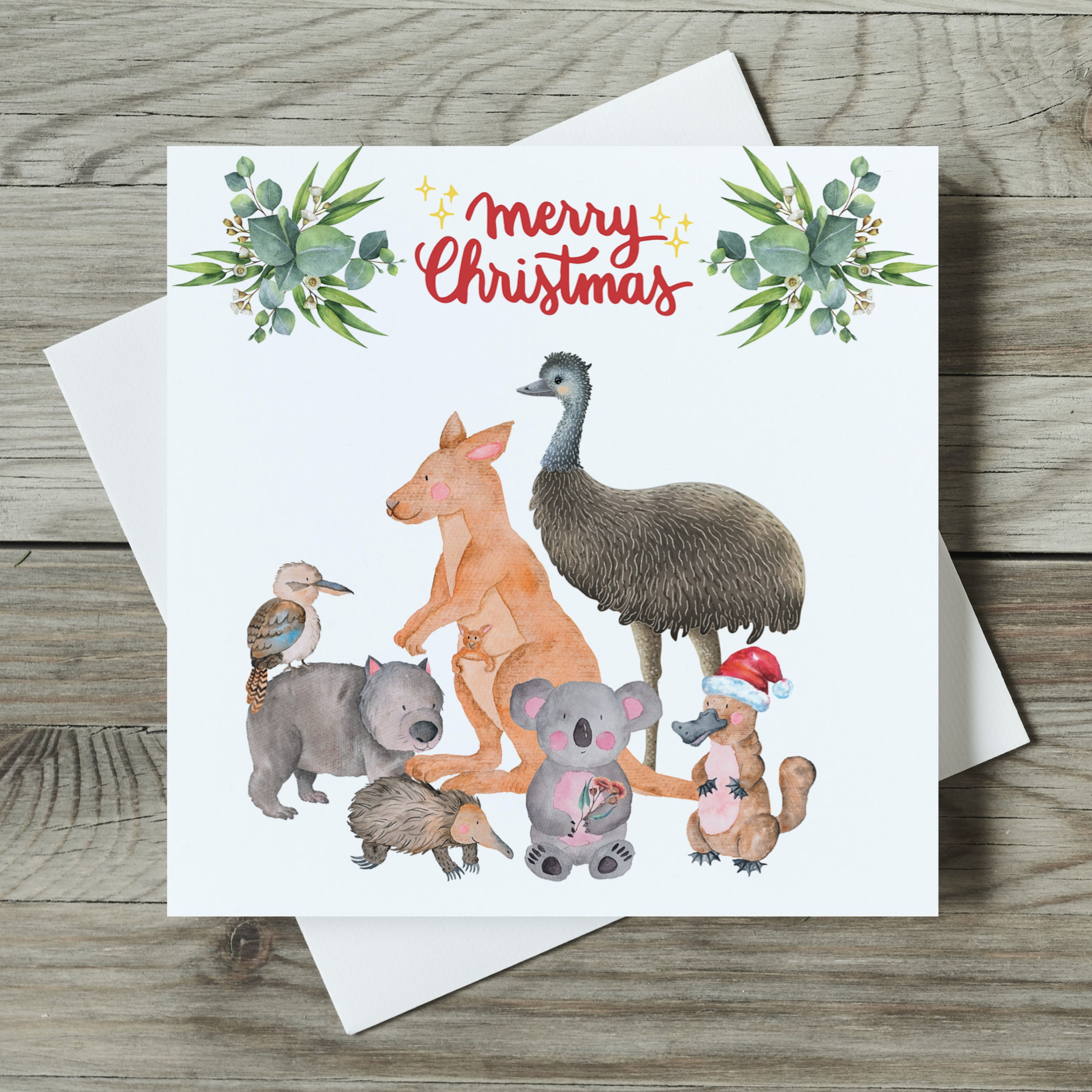 Aussie Animals Christmas Pack of 10 Folded Cards (white Envelopes) (US ...