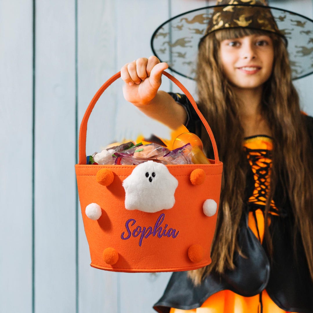 Personalized Halloween Basket With Name - Embroidered Trick or Treat ...