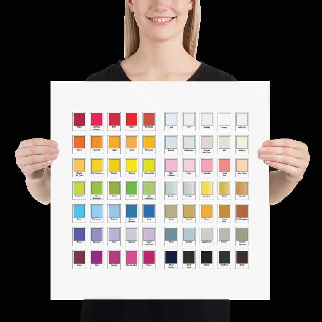 Cartoon Characters Color Palette | Minimalist Wall Art | Digital ...