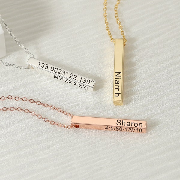 Personalized Bar Necklace - Etsy