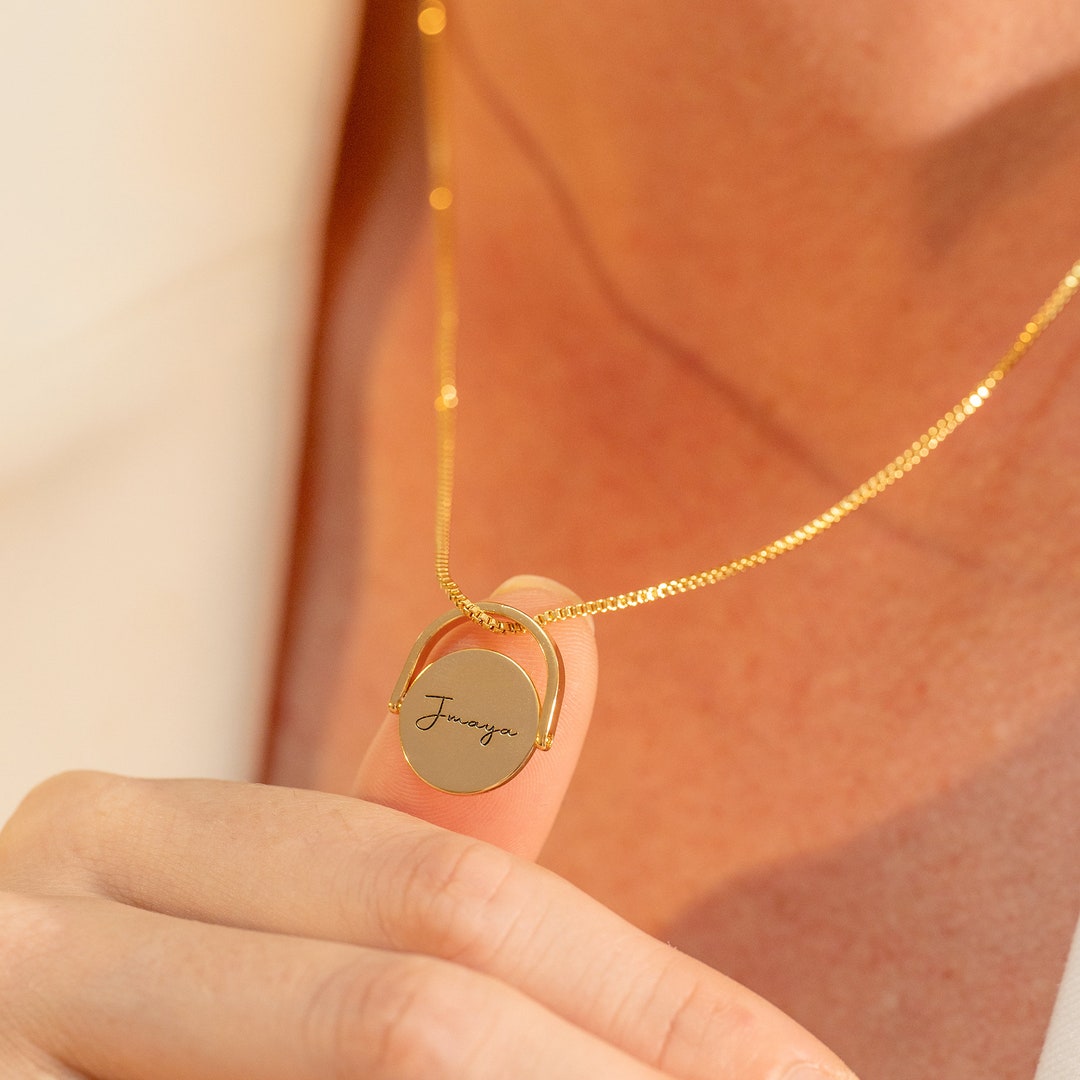 Collar spinner personalizado, collar colgante spinner con nombre ...