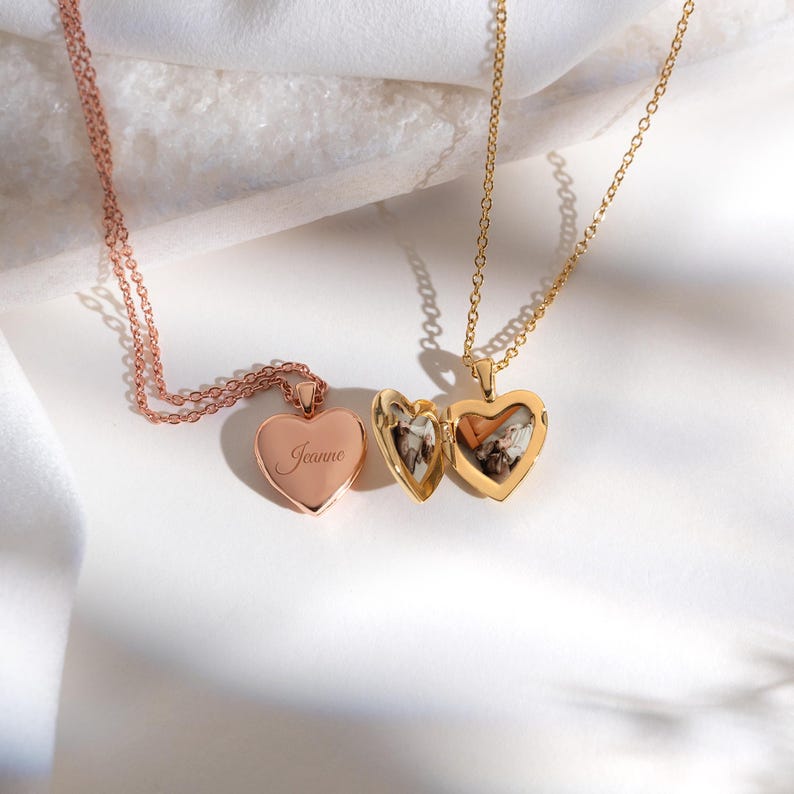 Gold Heart Locket Necklace, Personalized Heart Locket Necklace With ...