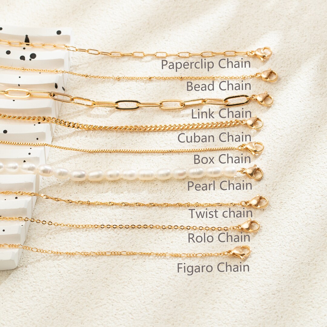 18K Gold Filled Chain Necklace, Box Chain, Link Paperclip Chain, Rolo ...