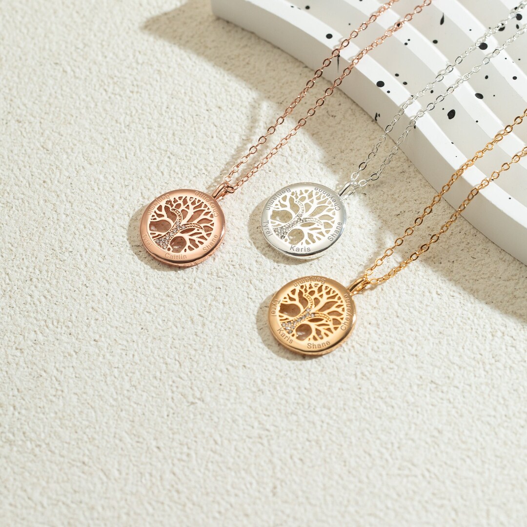 Tree of Life Name Necklace, Personalized Jewelry for Women, Engraved ...
