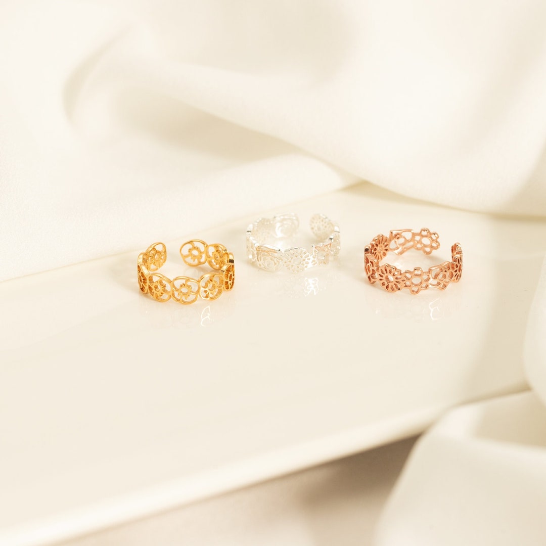 Personalized Combine Birth Flower Ring,silver Flower Stacking Ring ...