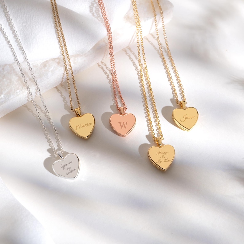 Gold Heart Locket Necklace, Personalized Heart Locket Necklace With ...