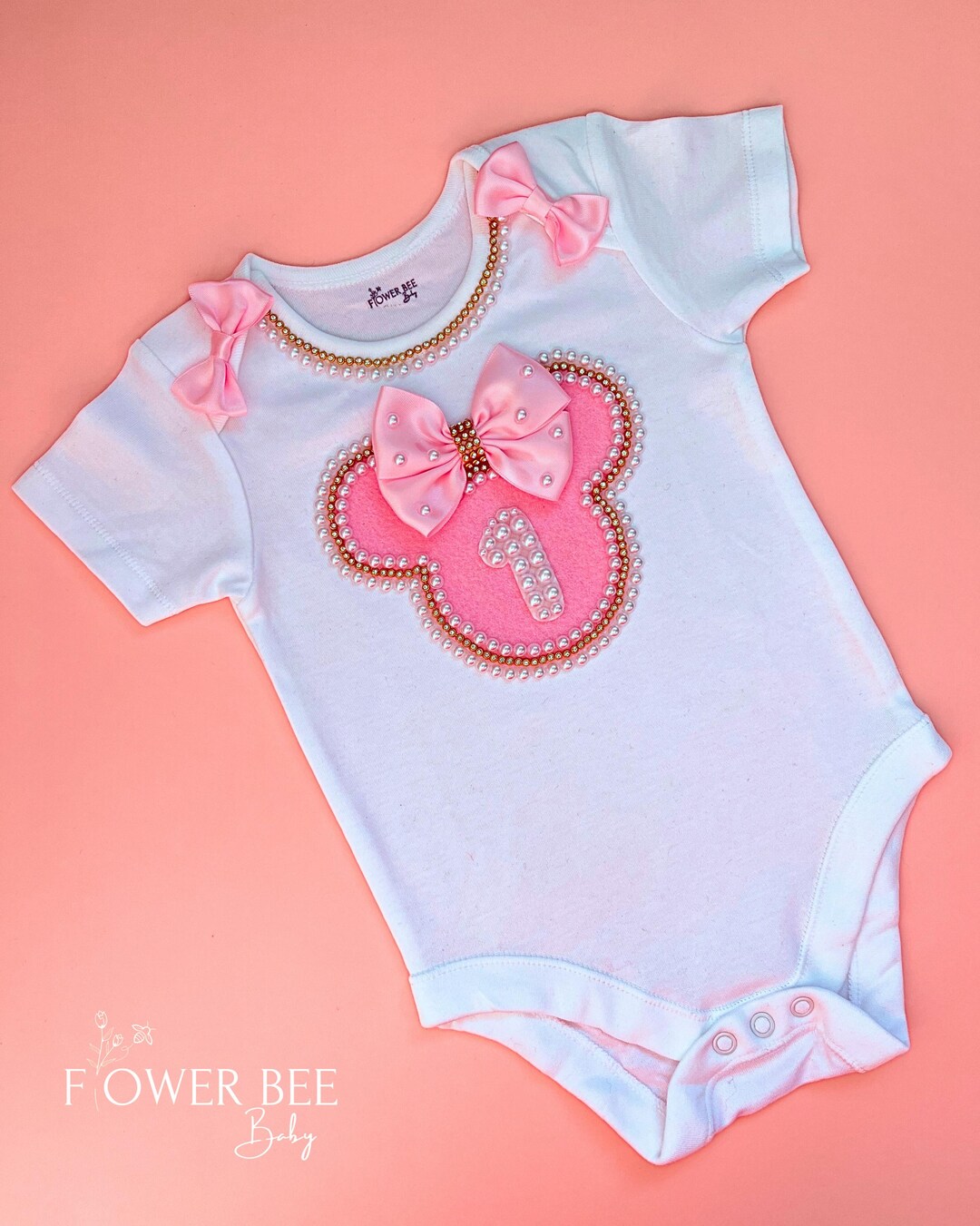 Pink Minnie Mouse Embroidered Bodysuit: Smash Cake Outfit - Etsy