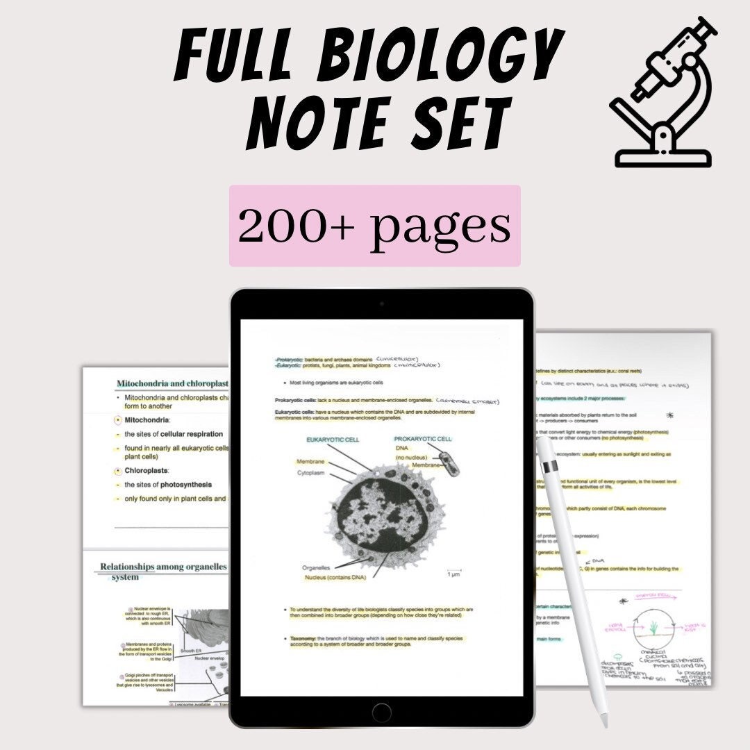 BIOLOGY NOTE SET 200 Pages - Etsy