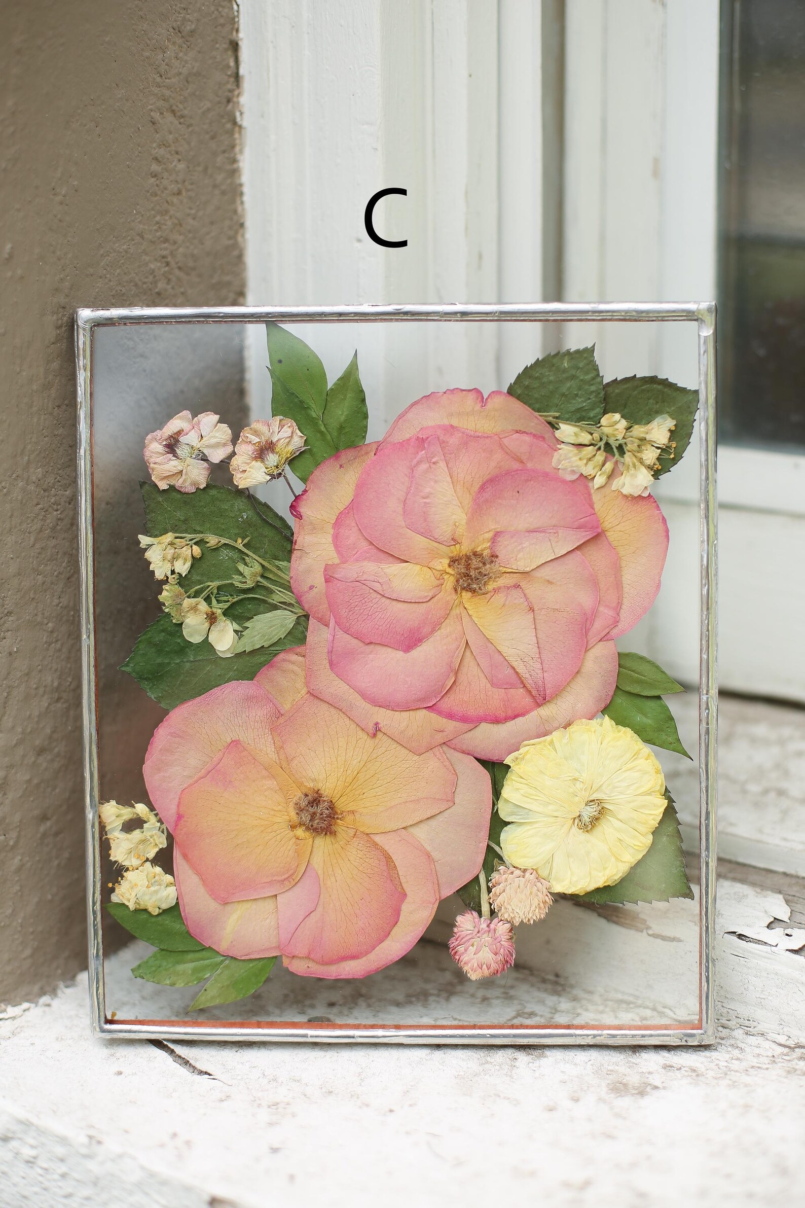 Pressed Flower Frame: June Birth Month Gift, Sunset Roses - Etsy