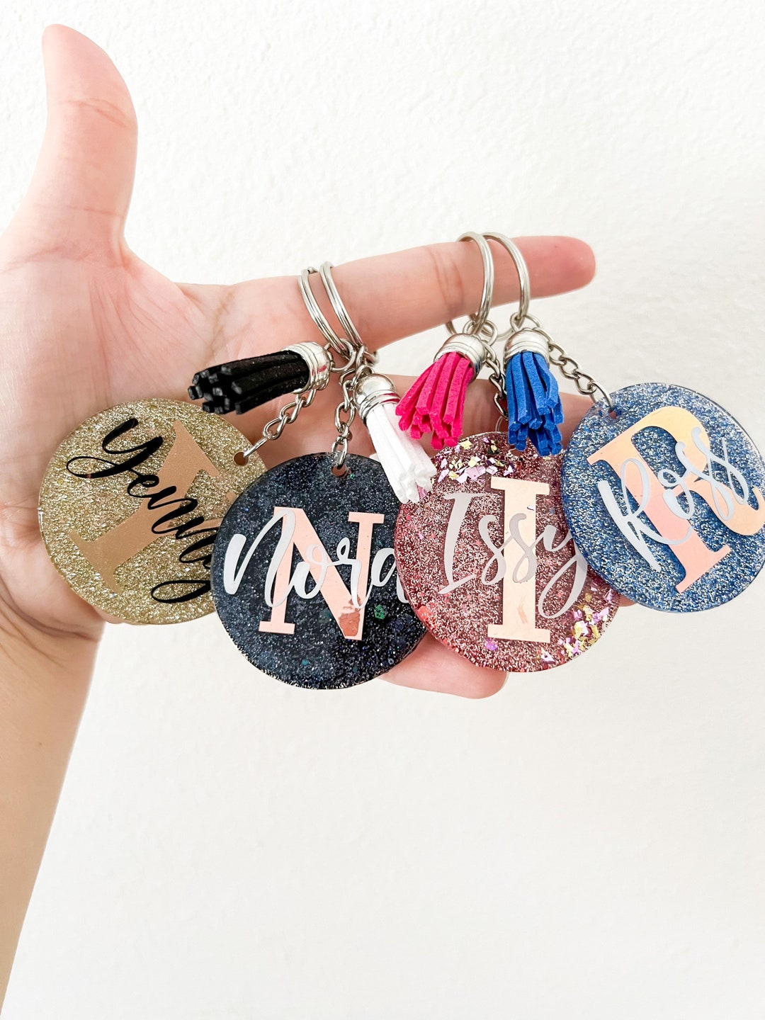 PERSONALIZED ACRYLIC KEYCHAINS Glitter, Gifts for Her, Valentines Day ...
