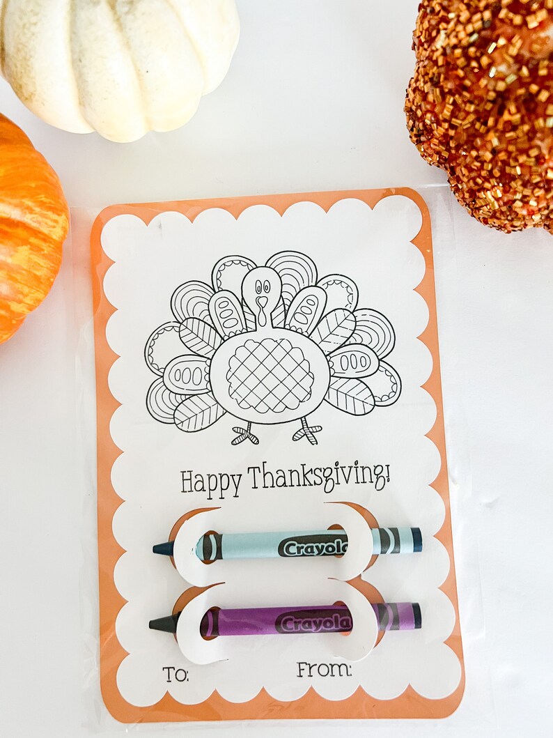 PERSONALIZED Set of 6 THANKSGIVING COLORING Cards With Crayons, Fall ...