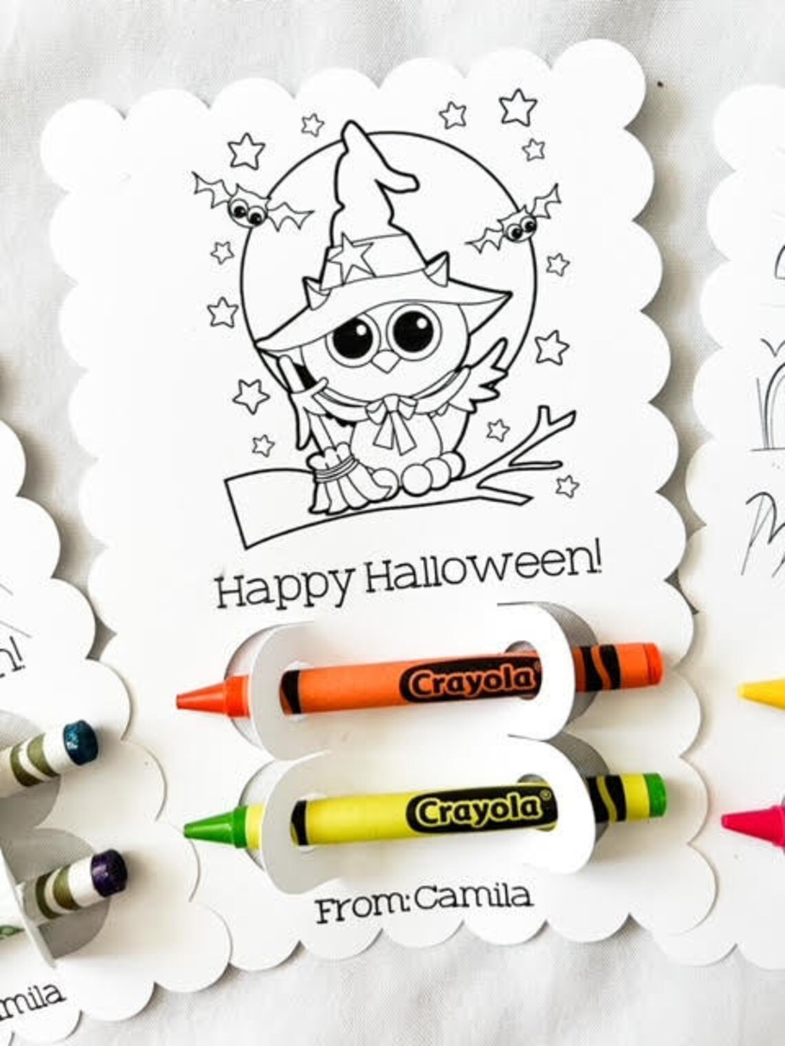 Personalized Halloween Coloring Cards With Crayons: Set of 6 - Etsy