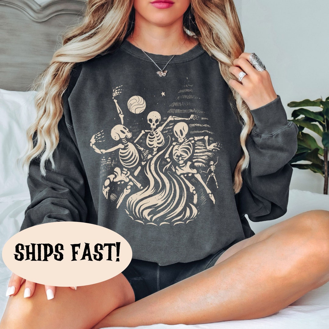 Halloween Crewneck, Dancing Skeleton Sweater, Skeleton Lover Sweatshirt ...