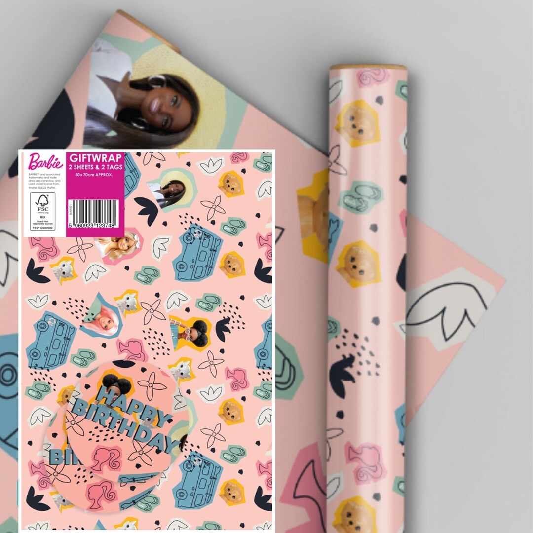 Barbie Birthday Wrapping Paper Sheet and Tag Gift Wrap - Etsy UK