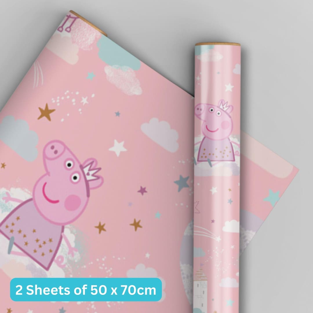 Peppa Pig Birthday Wrapping Paper 2 Sheets and 2 Tags Gift Wrap ...
