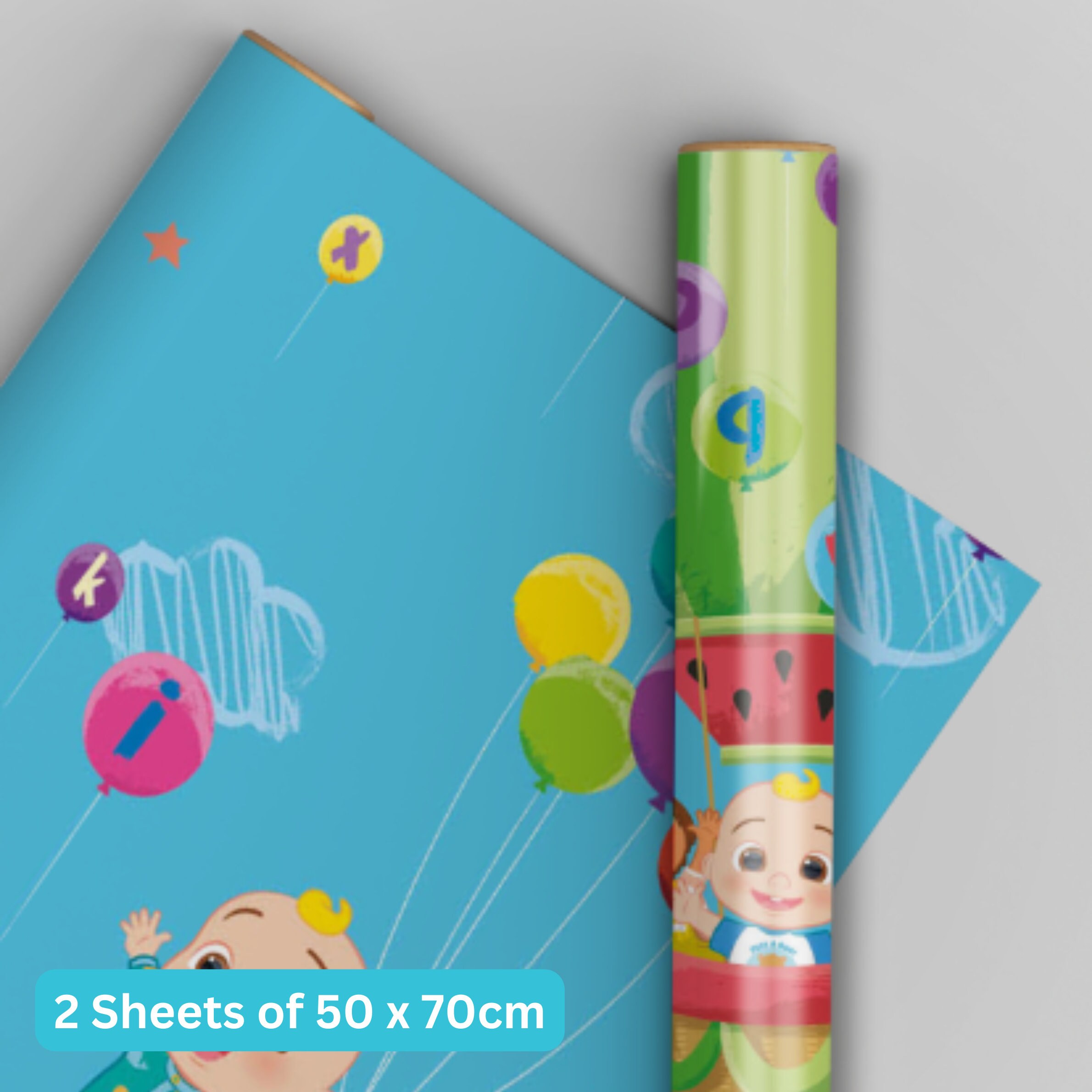 Cocomelon Birthday Wrapping Paper Sheet and Tag Gift Wrap Sustainably ...