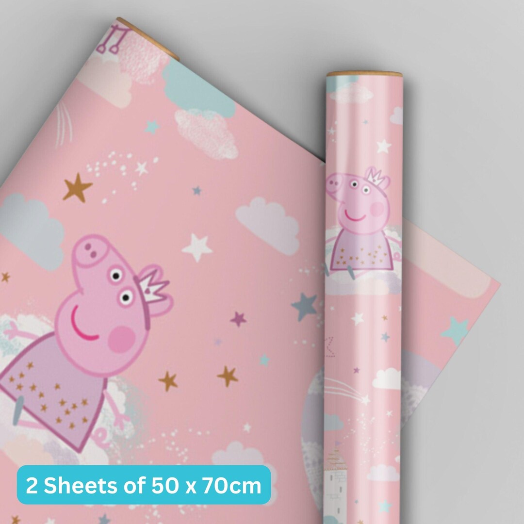 Peppa Pig Birthday Wrapping Paper 2 Sheets and 2 Tags Gift Wrap ...