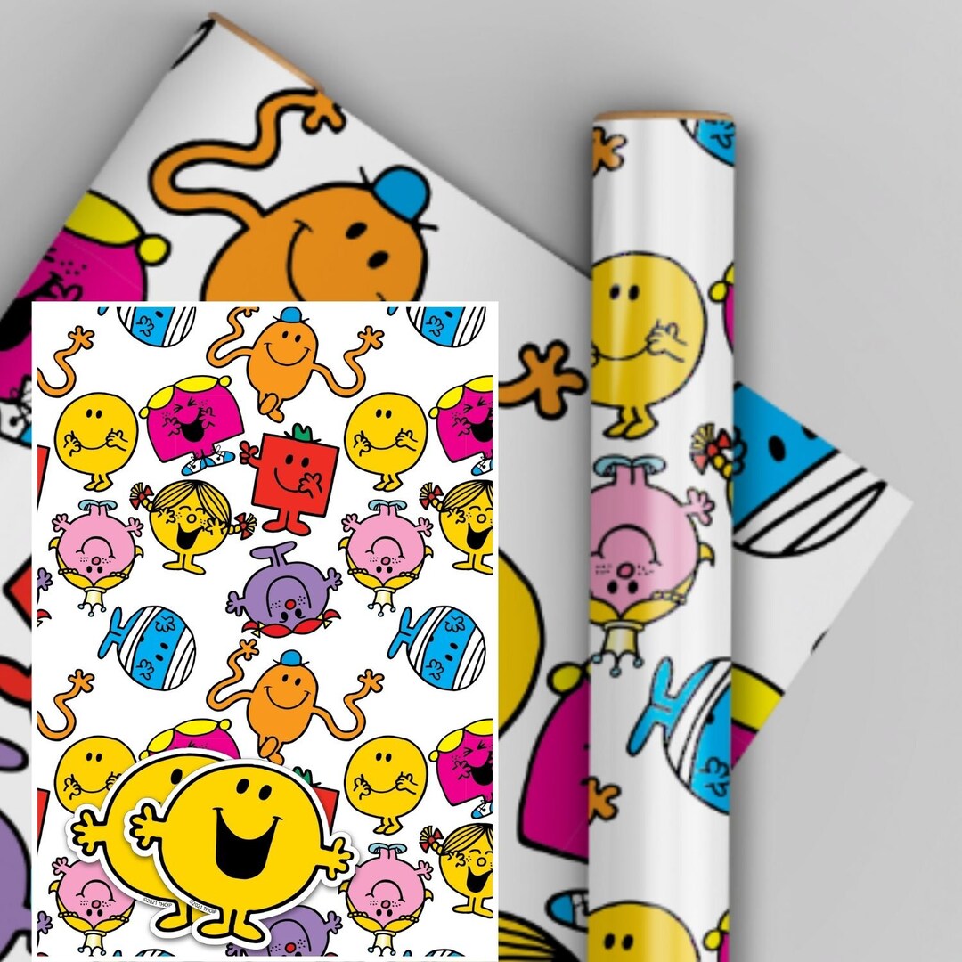 Mr Men & Little Miss Birthday Wrapping Paper Sheet and Tag Gift Wrap ...