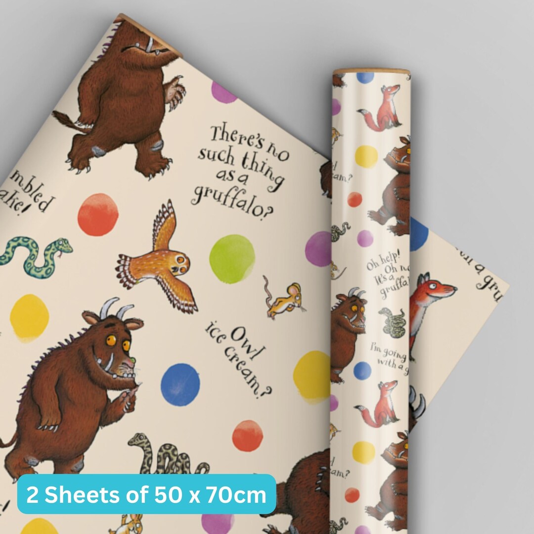 The Gruffalo Birthday Wrapping Paper 2 Sheets and 2 Tags Gift Wrap ...