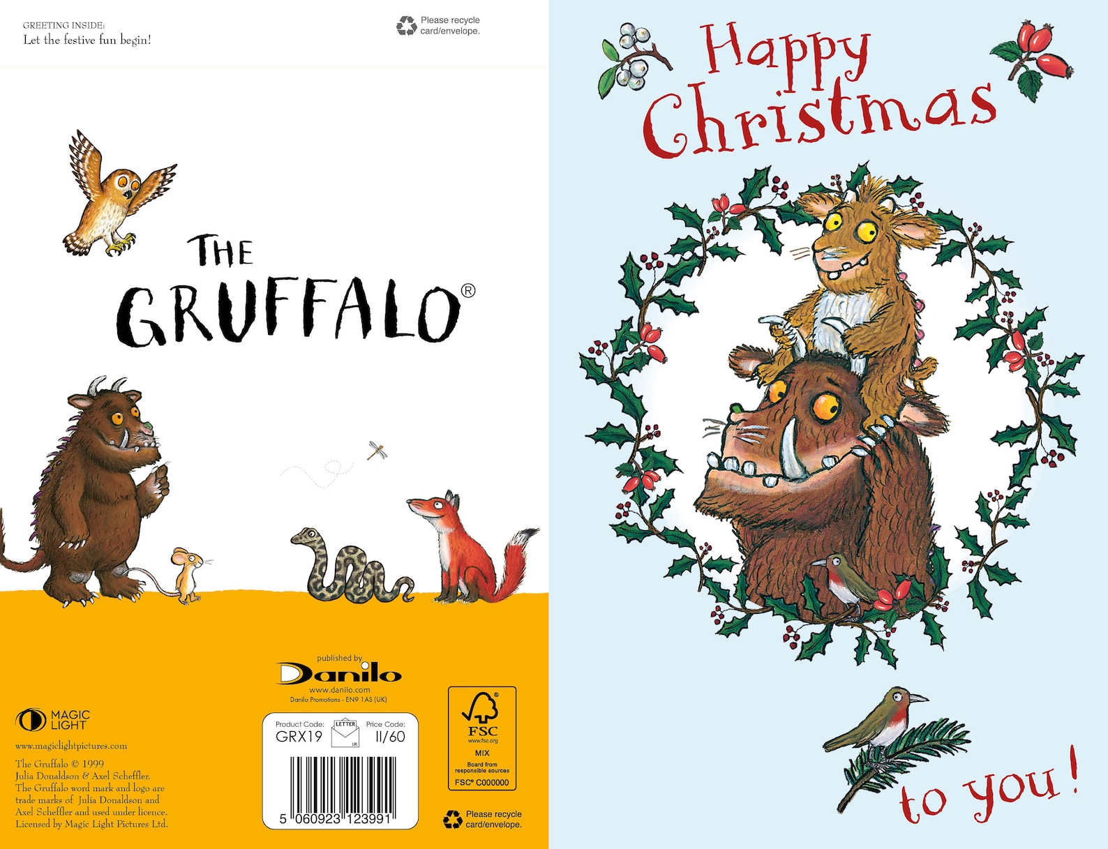 Gruffalo Christmas Card for Him for Her happy Christmas - Etsy