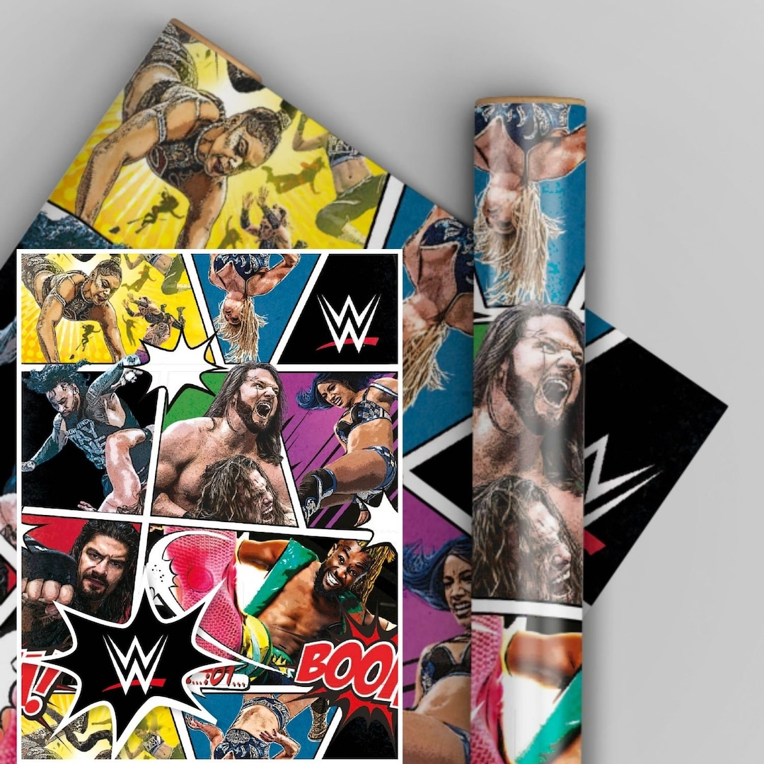WWE Wrestling Birthday Wrapping Paper 2 Sheets and 2 Tags Gift Wrap ...