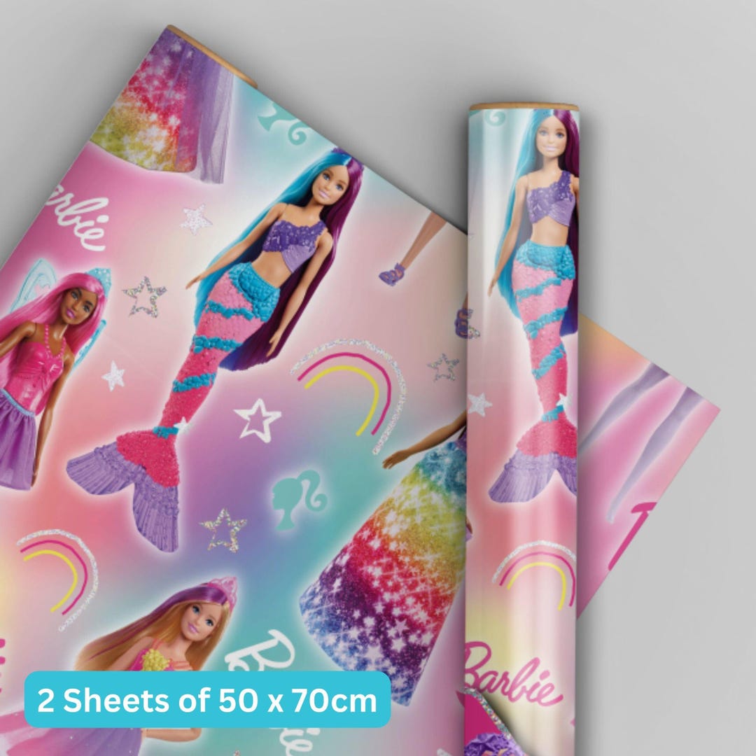 Barbie Birthday Wrapping Paper Sheet and Tag Gift Wrap Sustainably ...