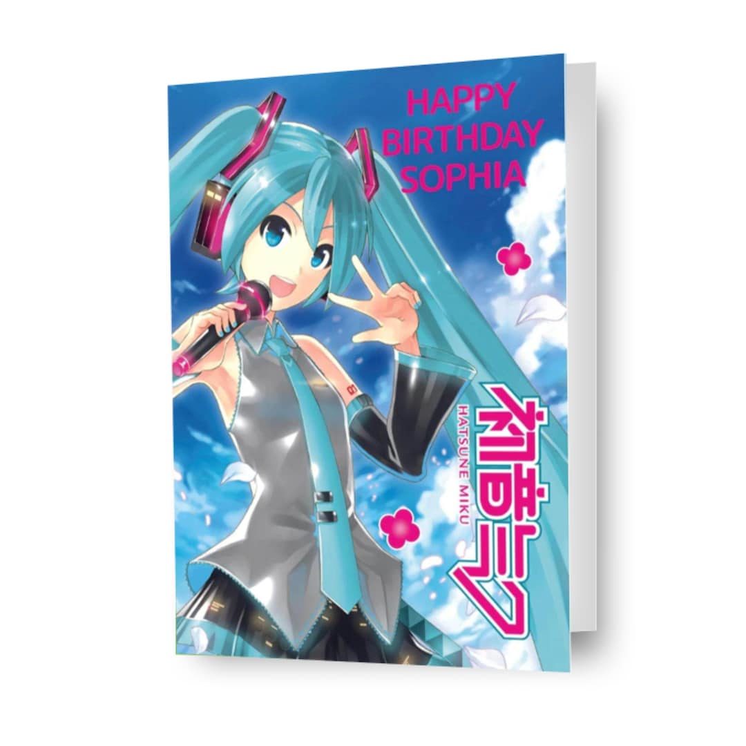 Hatsune Miku Anime Manga Personalised Name happy Birthday Card ...