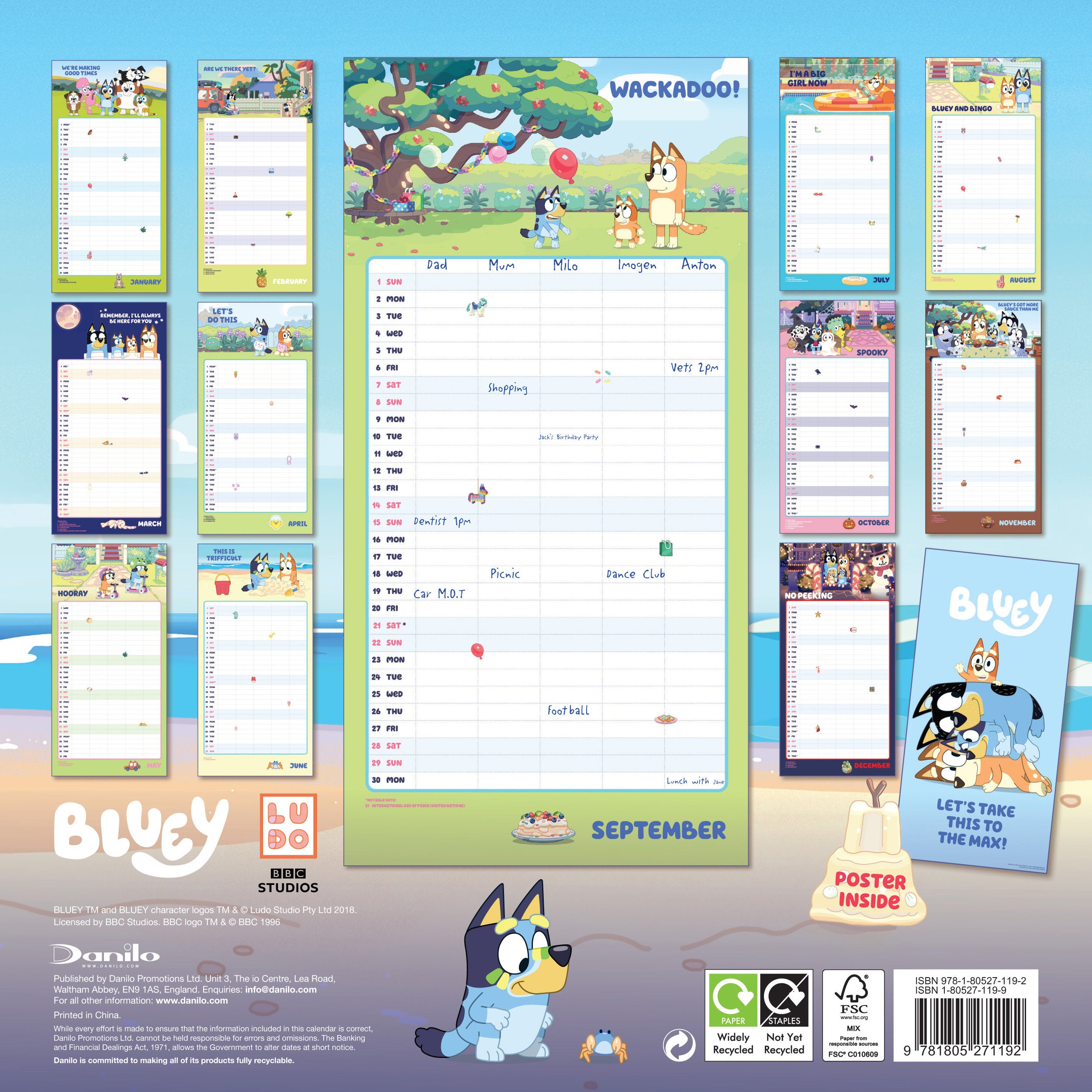 Bluey 2024 Organiser Calendar Family Planner Month to View - Etsy