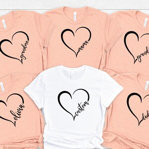 Custom Text Heart Line Shirt, Double Heart Shirt, Your Name Heart Line ...