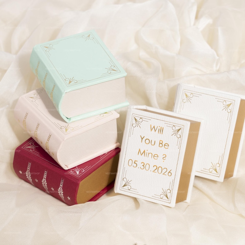 Personalized Mini Book Ring Box for Engagement Proposal – Engraved ...