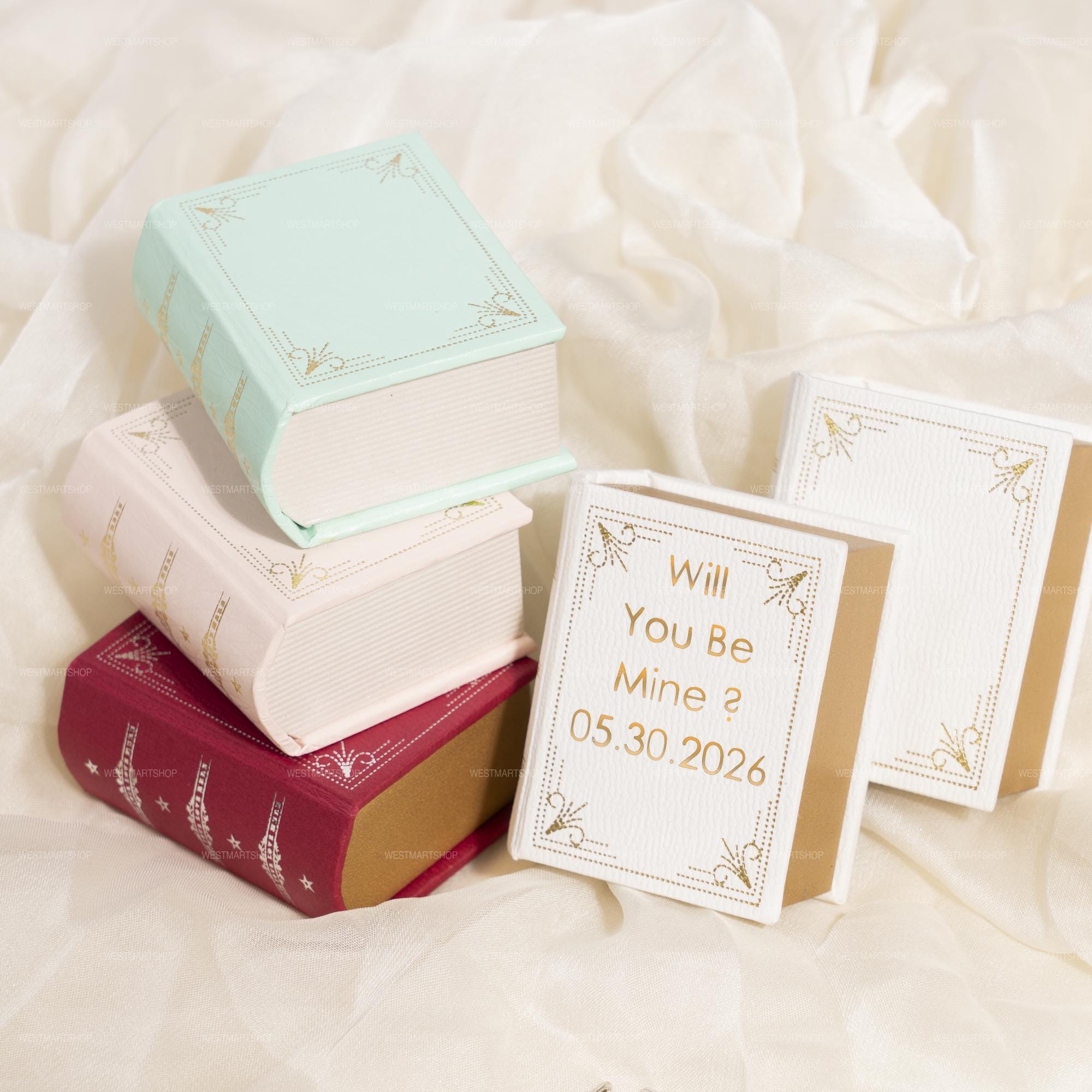 Personalized Mini Book Ring Box for Engagement Proposal – Engraved ...