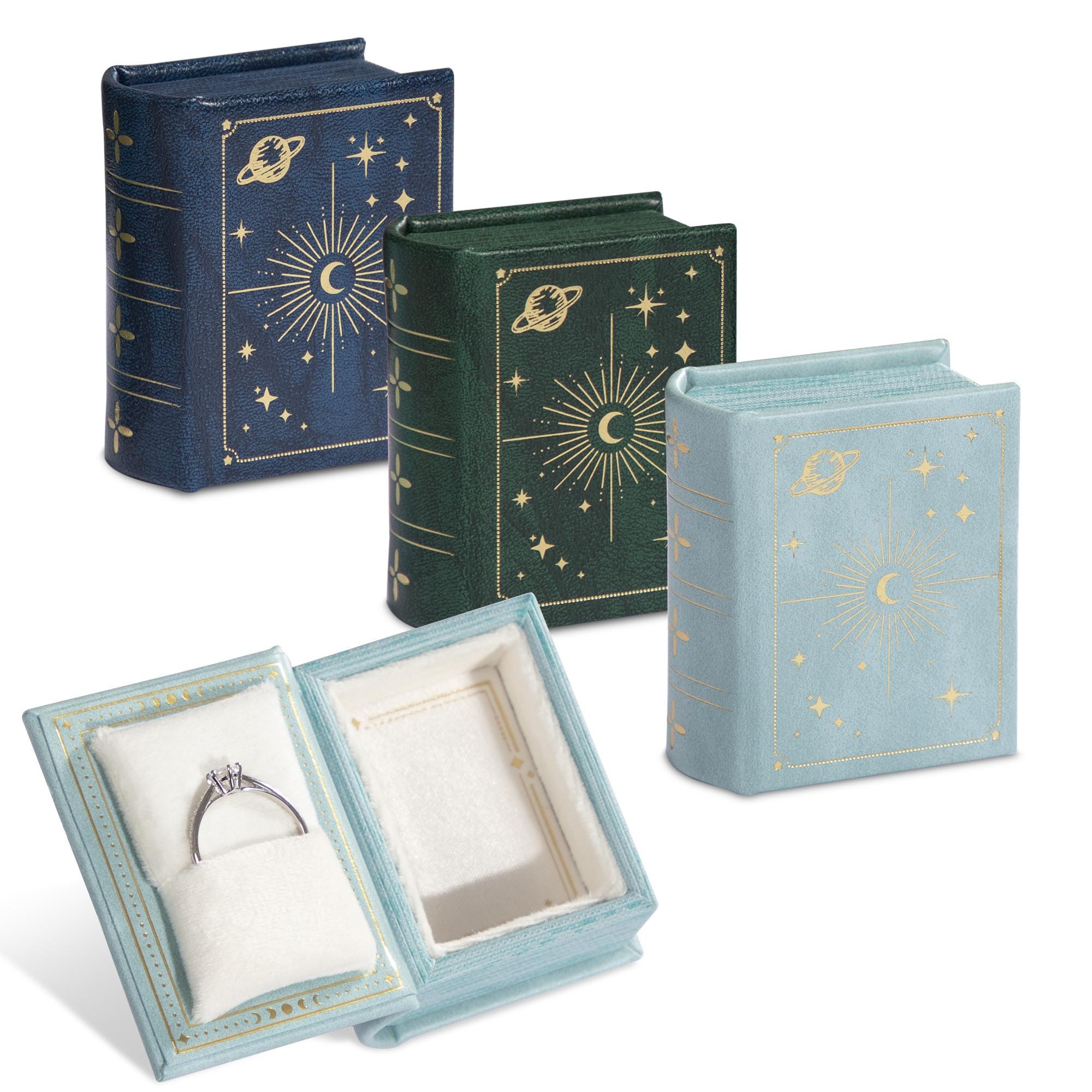 Mini Vintage Book Gift Box, Moon Ring Engagement Box, Proposal Ring Box ...