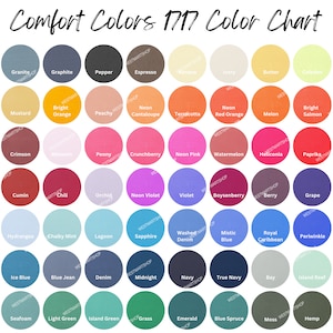 Comfort Colors 1717 Color Chart, 1717 PNG Color Chart, Editable Canva ...