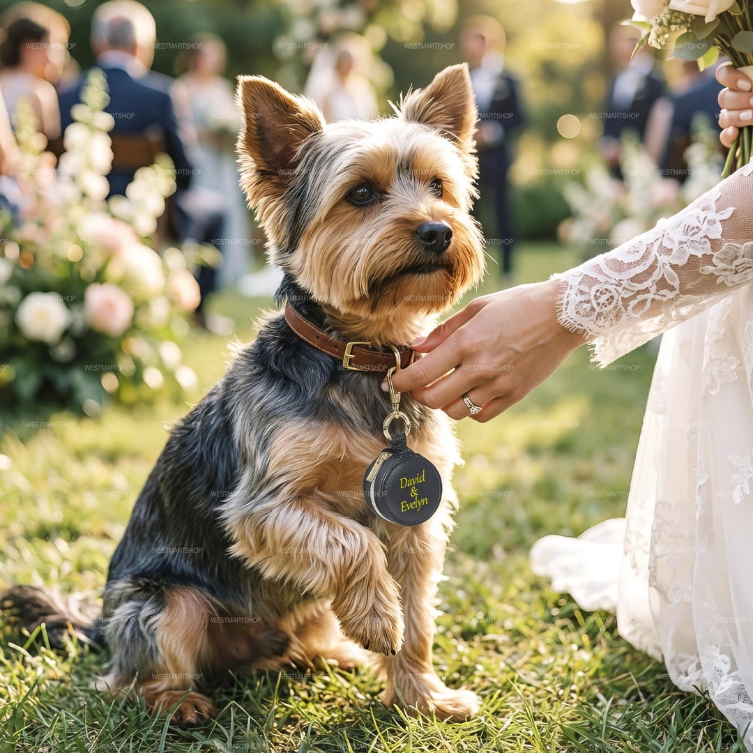 Personalized Dog Wedding Ring Holder With Custom Initials, Leather Pet ...