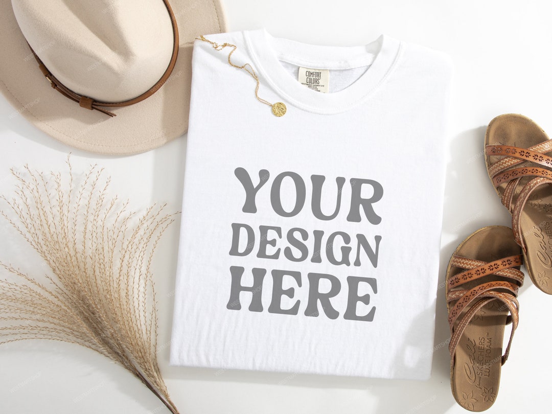 Comfort Colors 1717 White Mockup, Comfort Colors Flat Lay Mock Up, CC ...