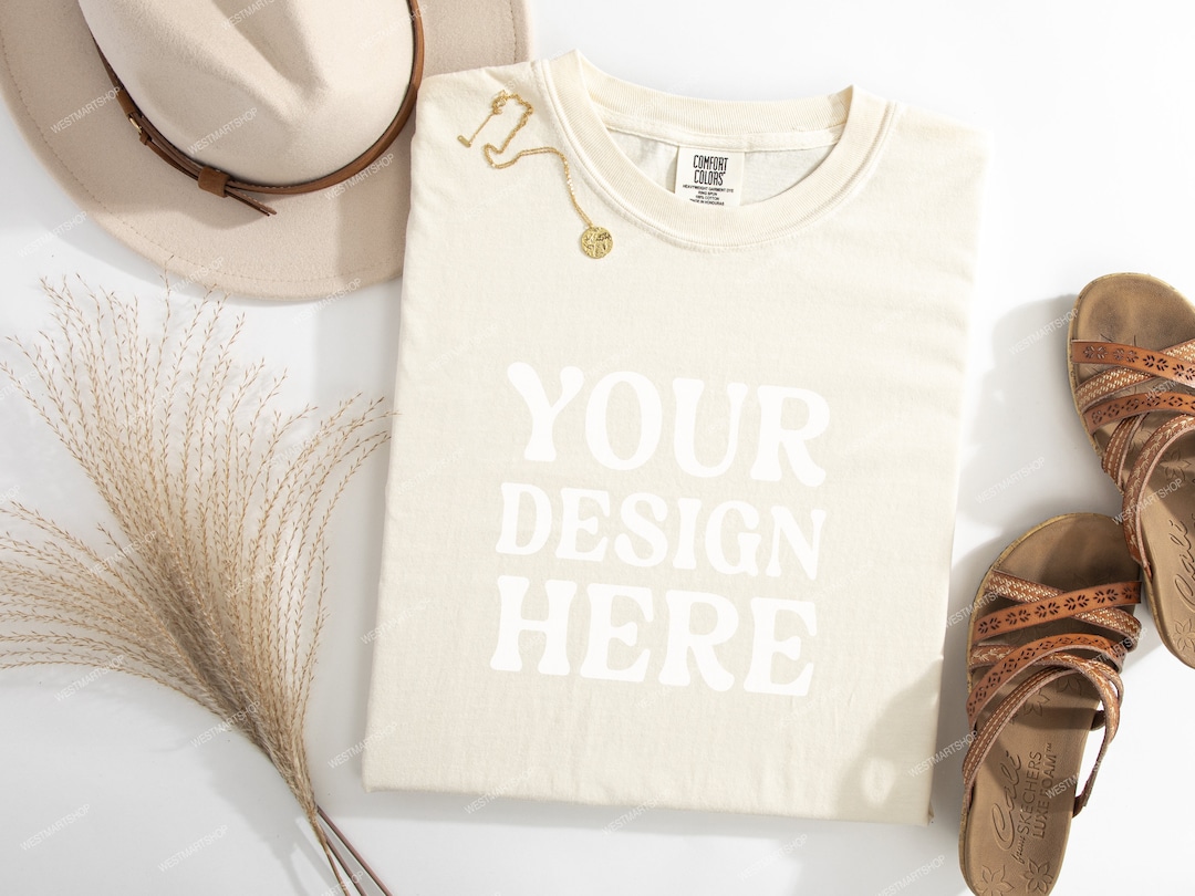 Comfort Colors 1717 Ivory Mockup, Comfort Colors Flat Lay Mock Up, CC ...