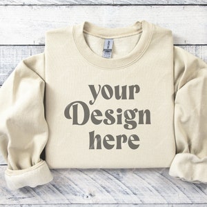 Gildan 18000 Flat Lay Mockup, Sand Clean Flat Lay Sweatshirt Sleeve ...