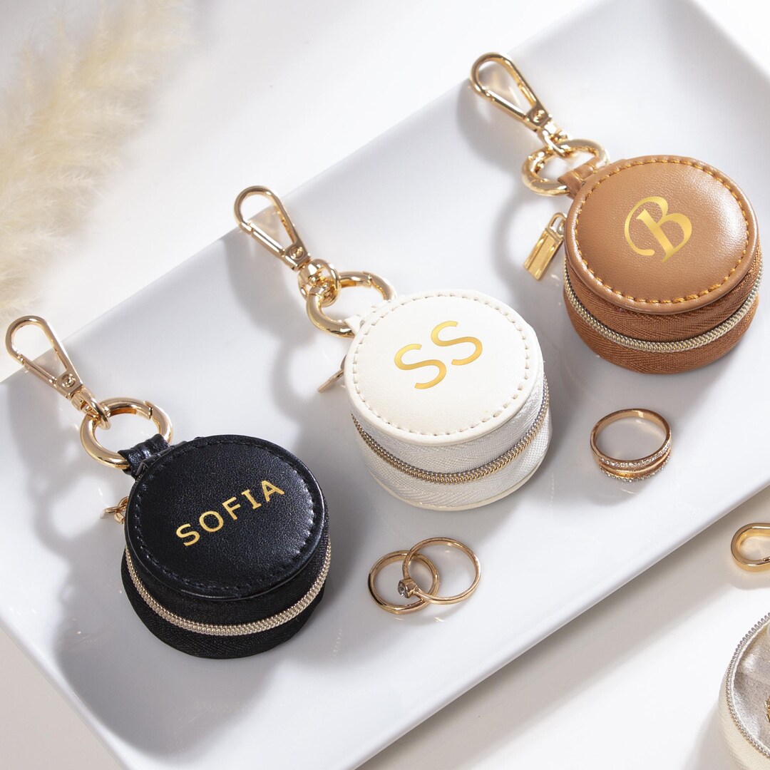 Mini Ring Holder Travel Jewelry Box, Personalized Leather Jewelry Case ...