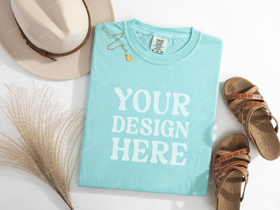 Comfort Colors 1717 Chalky Mint Mockup, Comfort Colors Flat Lay Mock Up ...